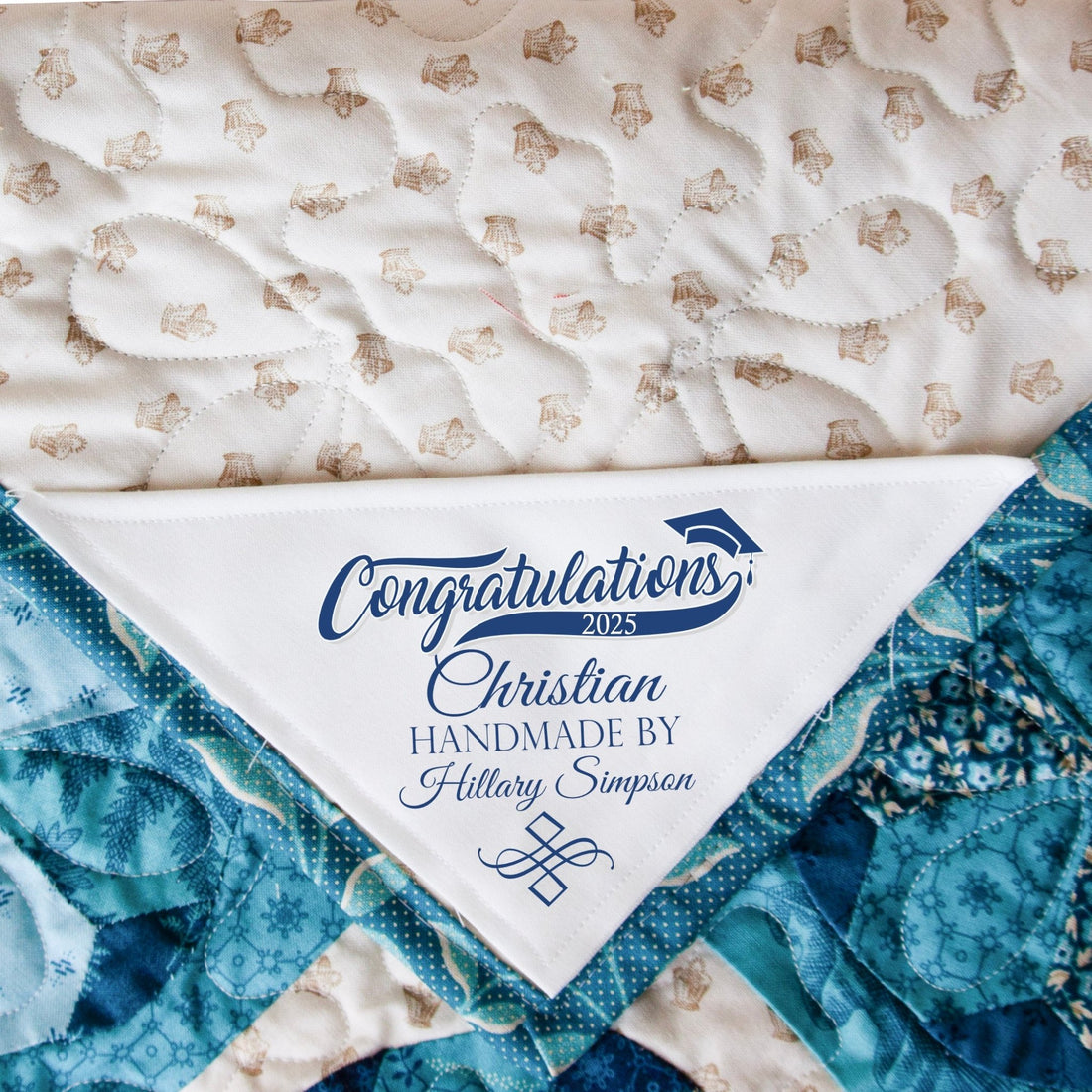 Graduation Corner Quilt Label – Personalized Congrats with Year, Gradu ...