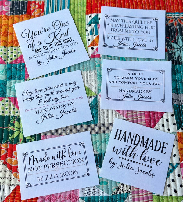 Assorted Personalized Quilt Labels – 6 Different Handmade Quilt Label ...